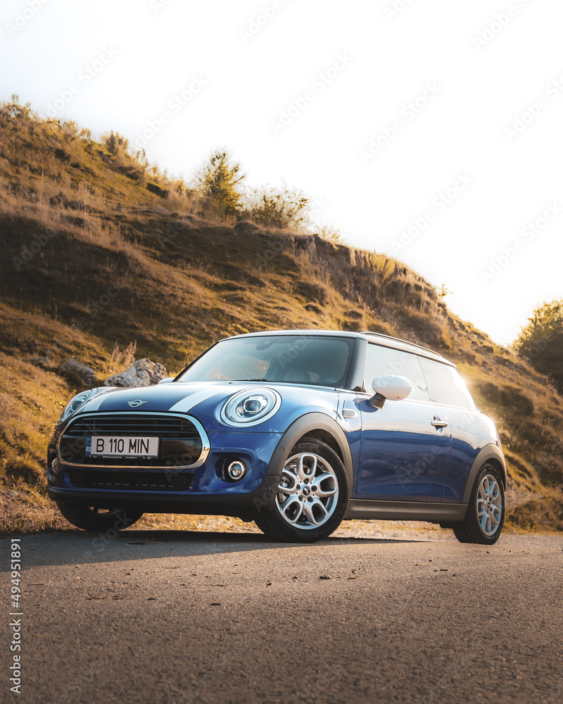 Mini Cooper front view, grille, headlights and wheel details Stock ...