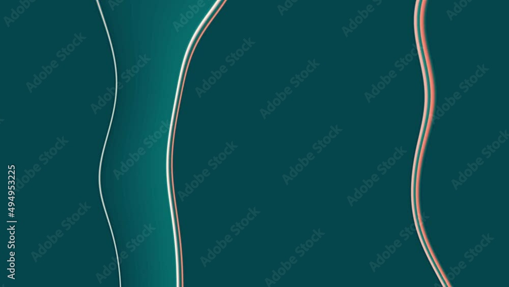 Dark teal background with orange flowing frame. Abstract moving wavy ...