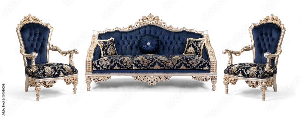 Classic furniture set isolated on white background Stock Photo | Adobe ...