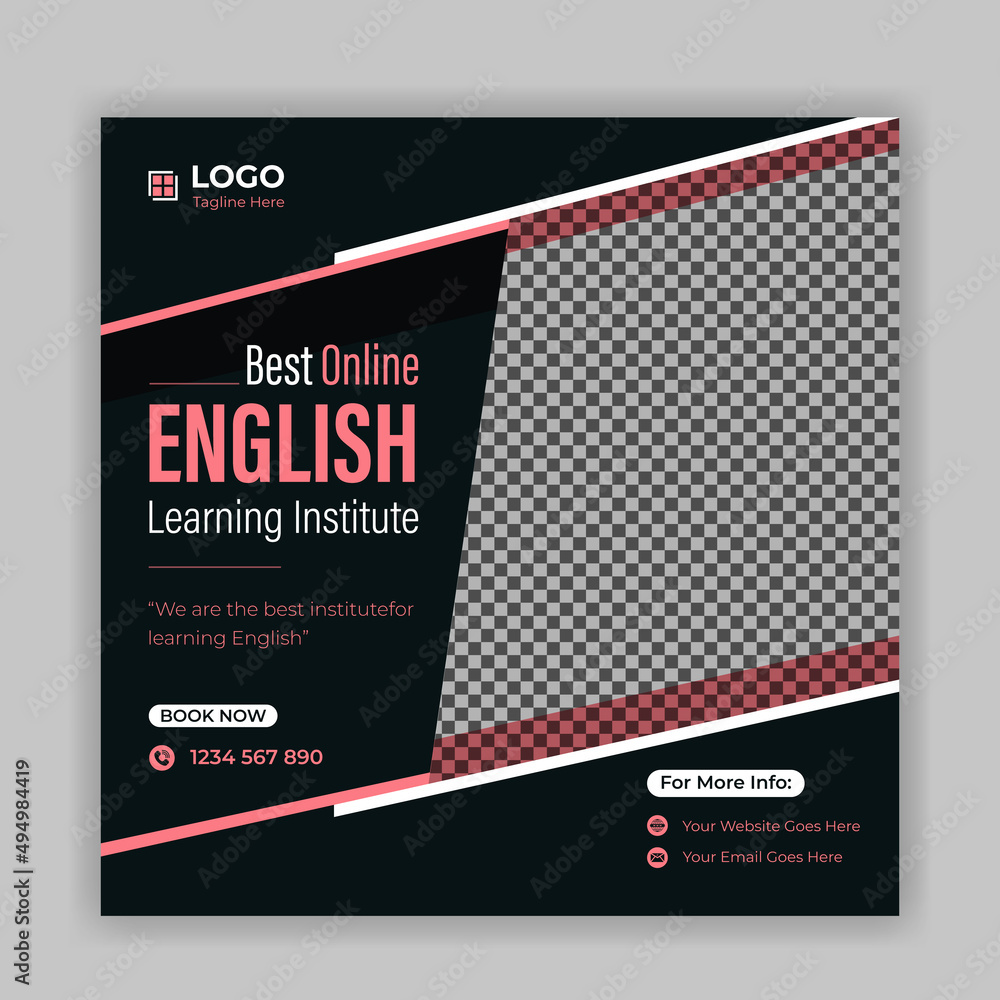 Spoken English social media post template design for advertisement any ...