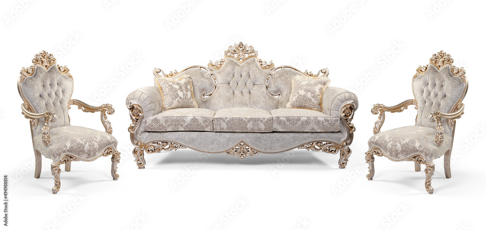 Classic furniture set isolated on white background Stock Photo | Adobe ...