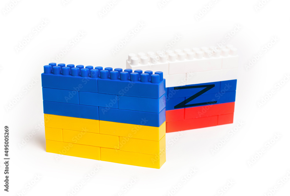 War between Ukraine and Russia. Concept in the form of a constructor ...