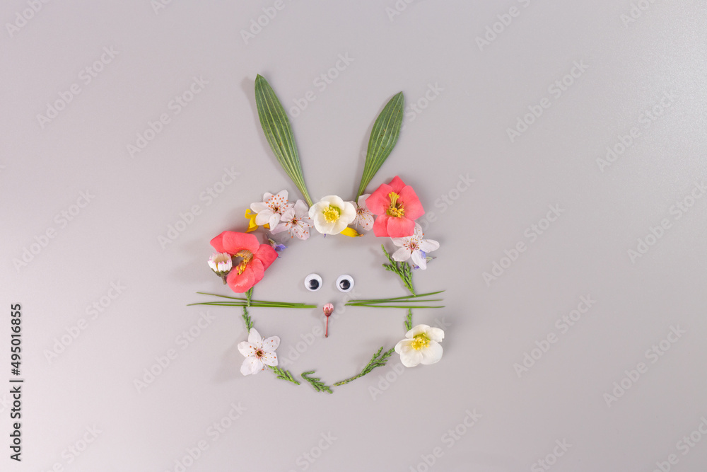 spring nature craft for kids, rabbit or bunny made of leaves and ...