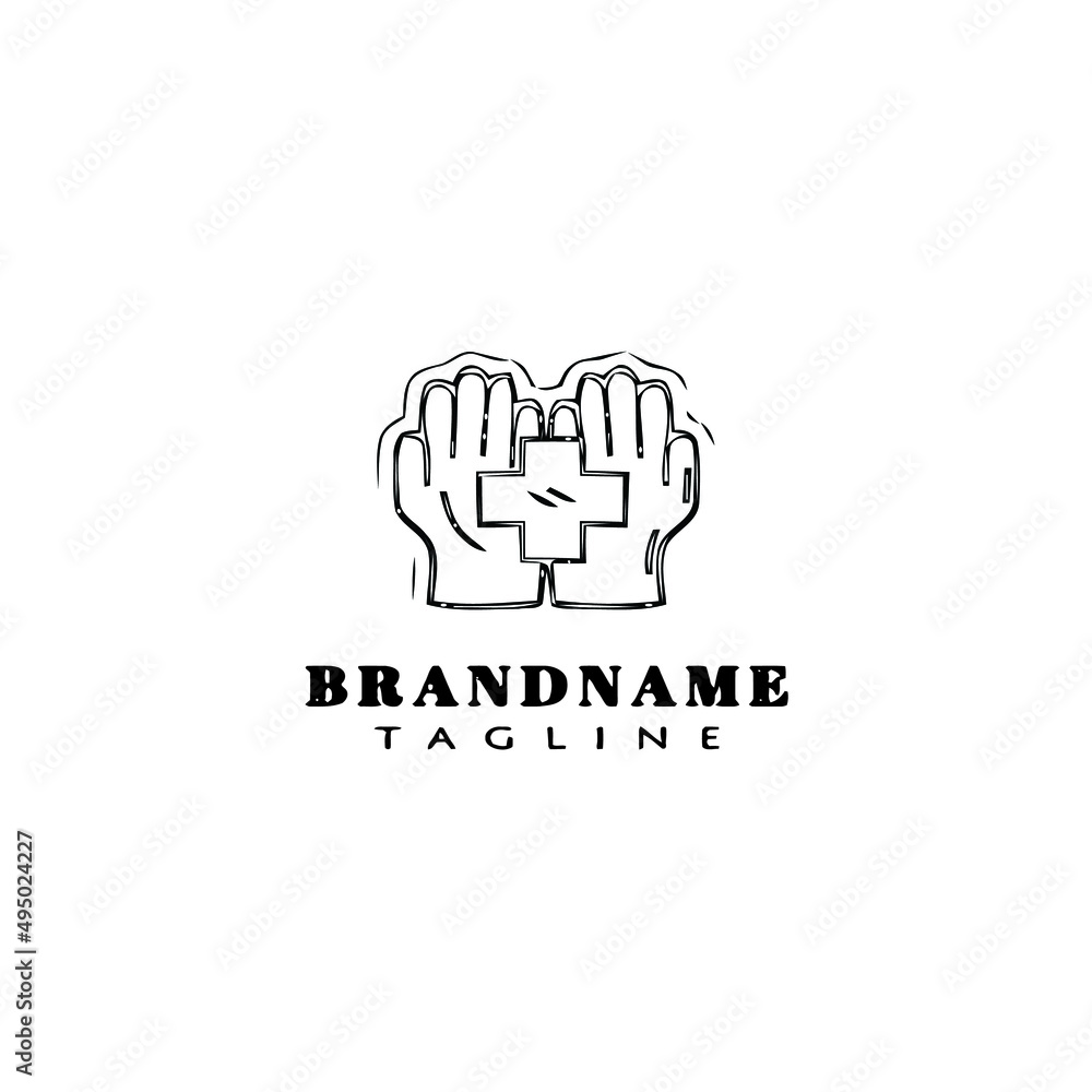healing hand logo cartoon icon design template black isolated vector ...