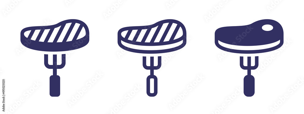 Steak icon set isolated on white background. Stock Vector | Adobe Stock