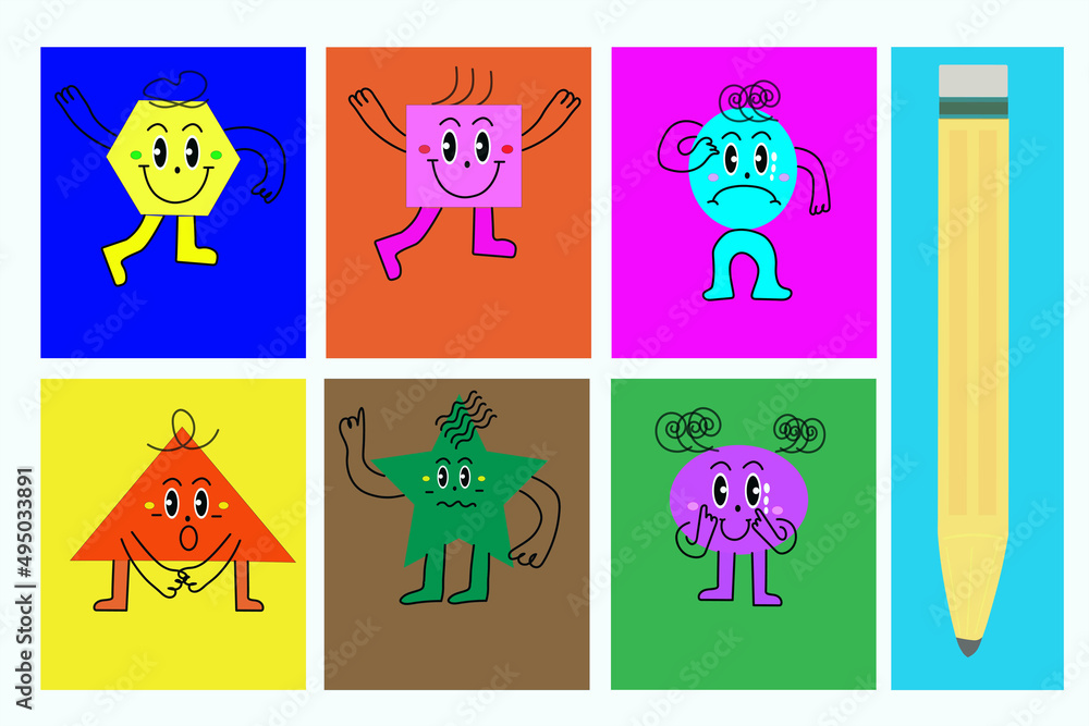 set of basic geometric figures Demonstrates preparation for pre-school ...