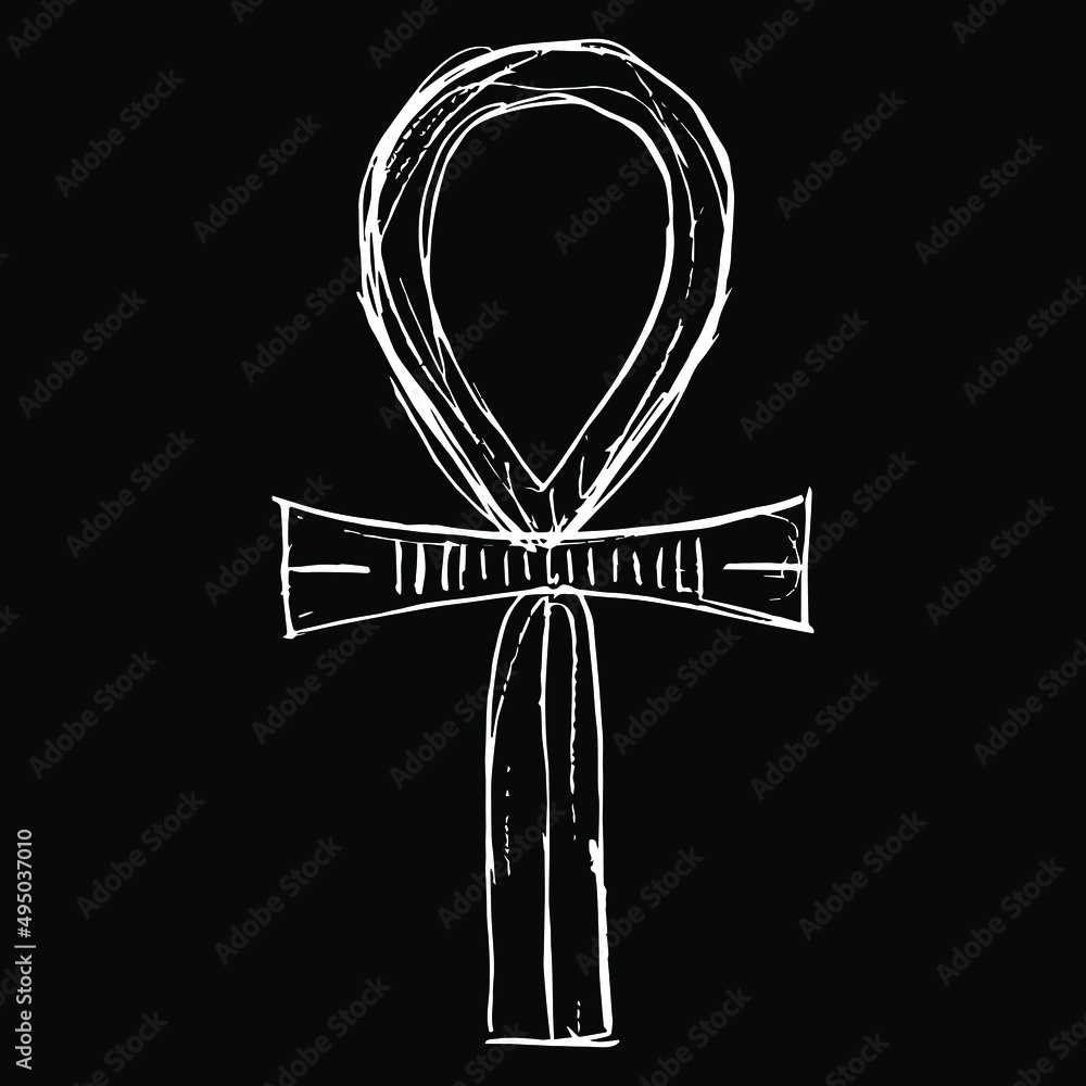 Ankh cross. Key of life. Ancient Egyptian sacred symbol. Hand drawn ...