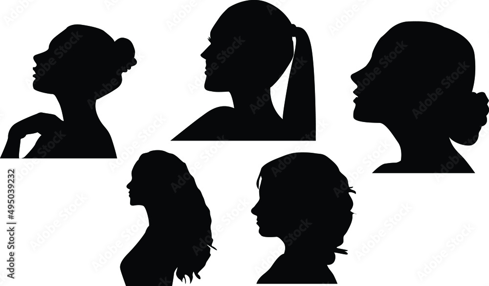 women head silhouette vector illustration, isolated on white background ...