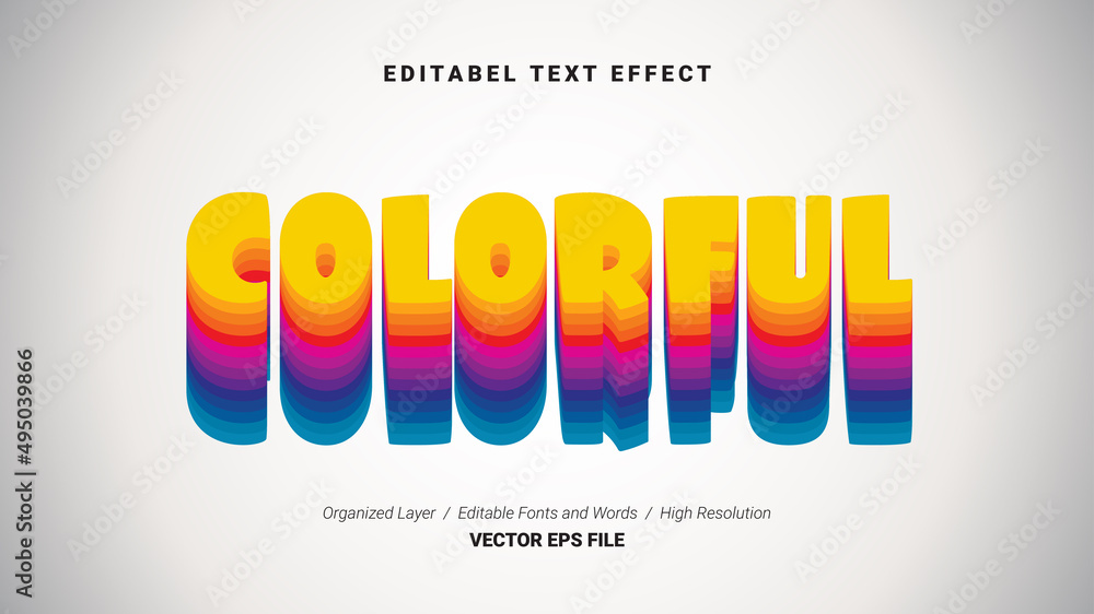 Editable Colorful Font Design. Alphabet Typography Template Text Effect ...