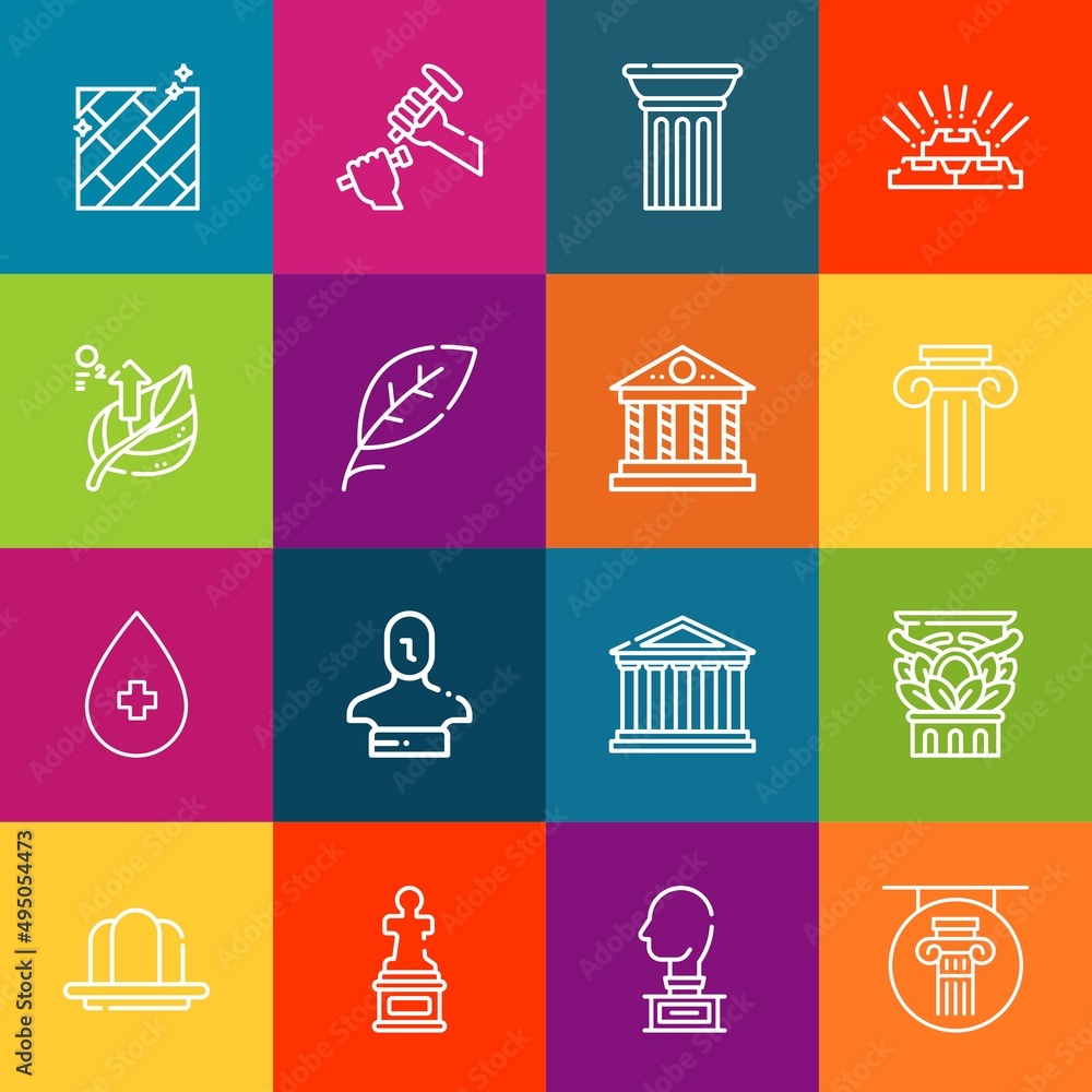 Modern thin line icons set of marble elements. Premium quality outline ...