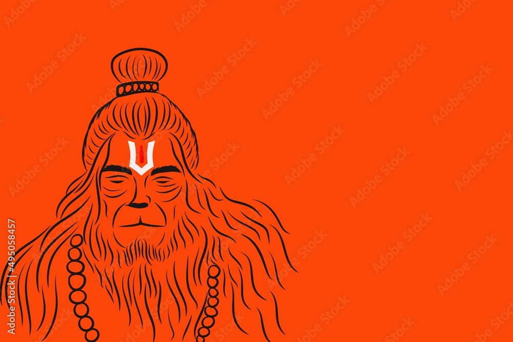 Hindu religion god mahabali Hanuman poster Stock Illustration | Adobe Stock