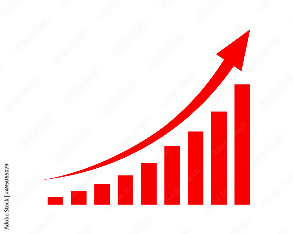 Growing business arrow on white background, Profit red arrow, Vector illustration.Business ...