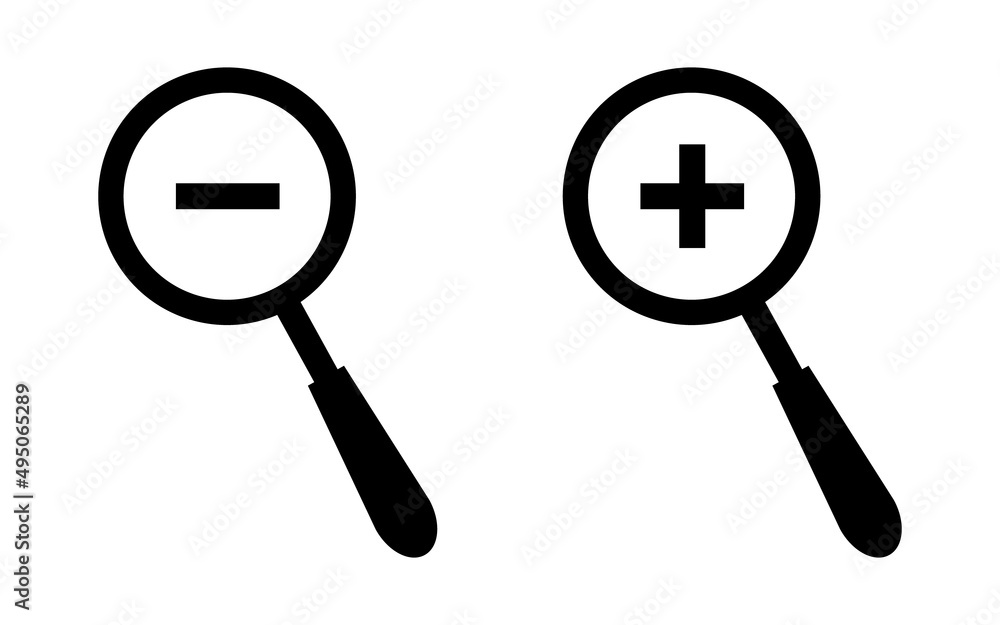 Icon set of magnifying glass. Mouse cursor symbol. Vector illustration ...