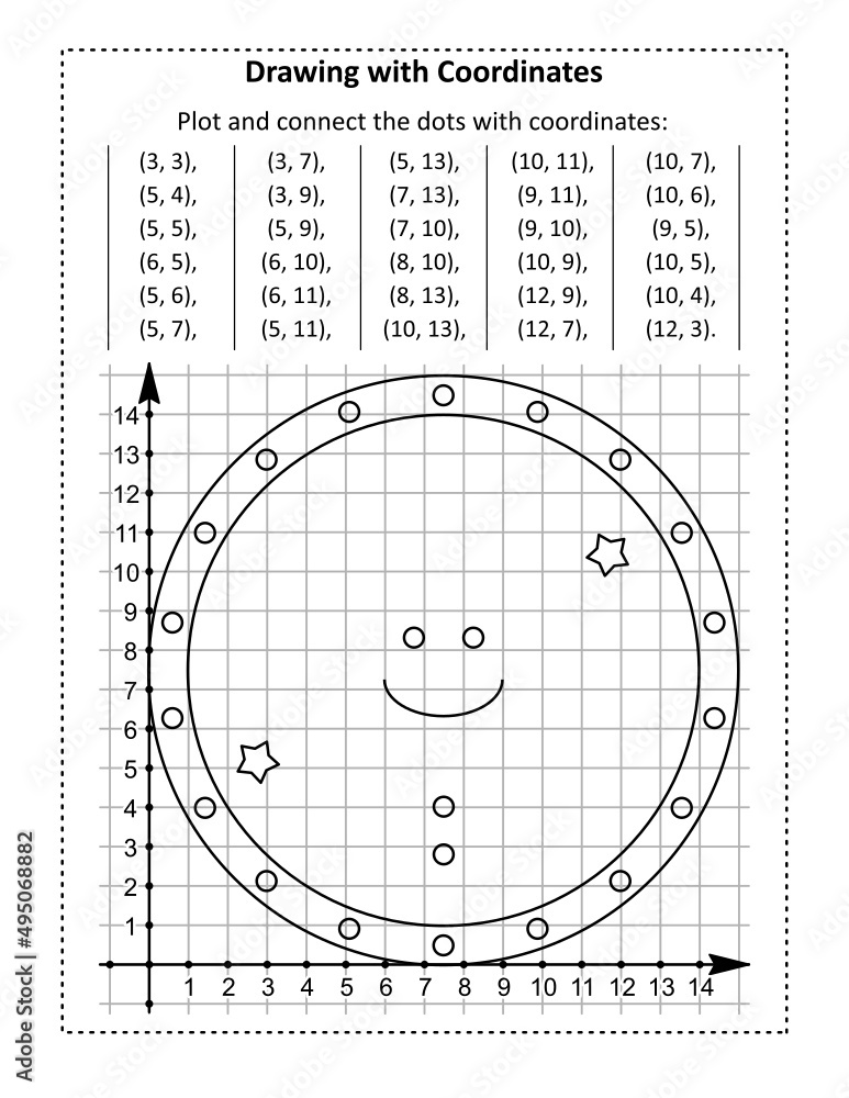 Coordinate graphing, or drawing by coordinates, math worksheet with ...