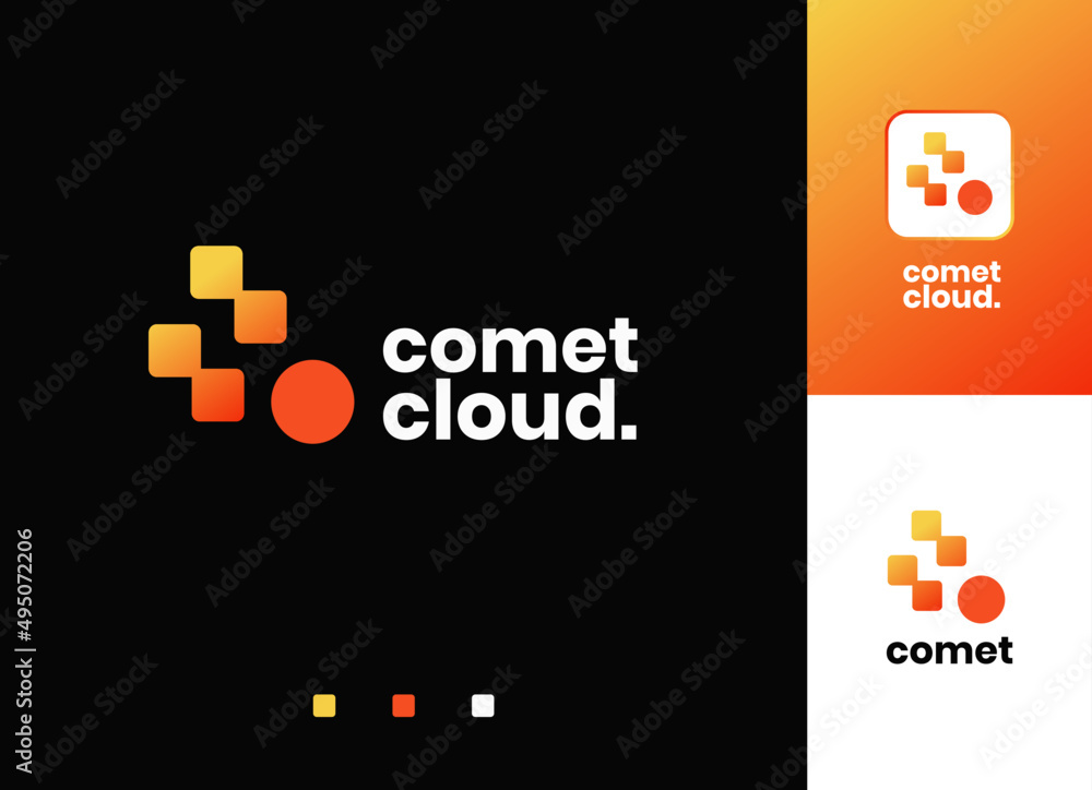 Vetor de Simple pixel meteor and comet Logo monogram. Abstract comet ...