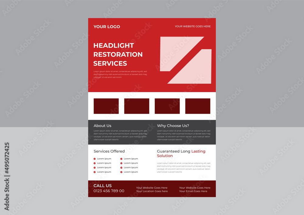 Headlight flyer template design template, Headlight repair services ...