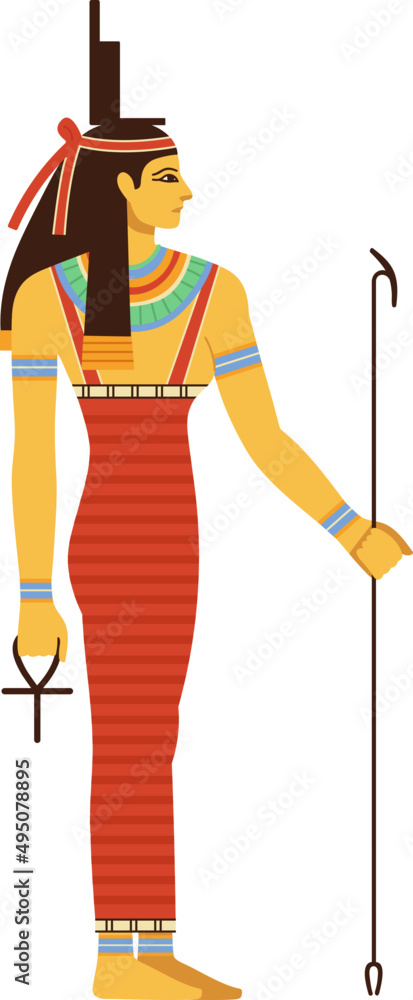 Isis Ancient Egyptian Goddess Cartoon Illustration Stock Vector | Adobe ...