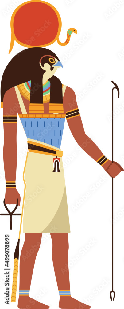Ra Ancient Egyptian God Cartoon Illustration Stock Vector | Adobe Stock