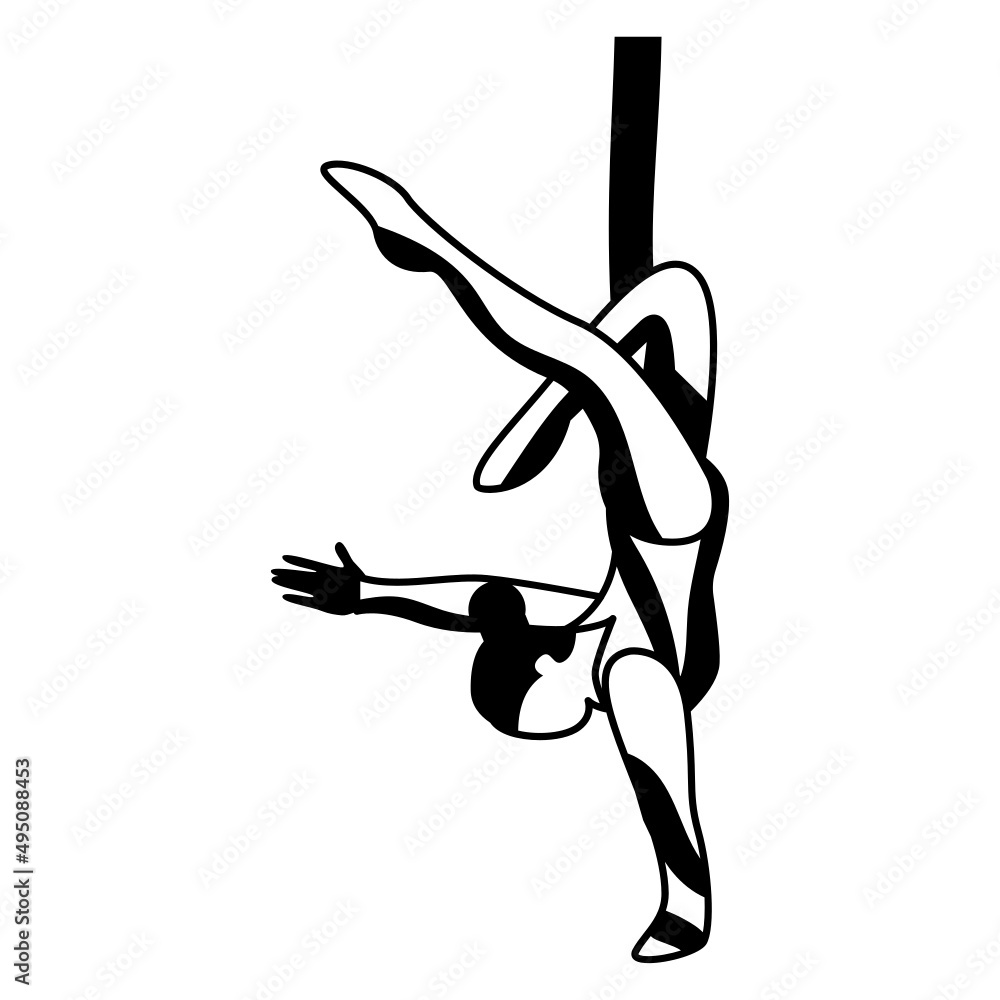 Women Stretching Hanging Upside Down Concept, anti gravity exercise by ...