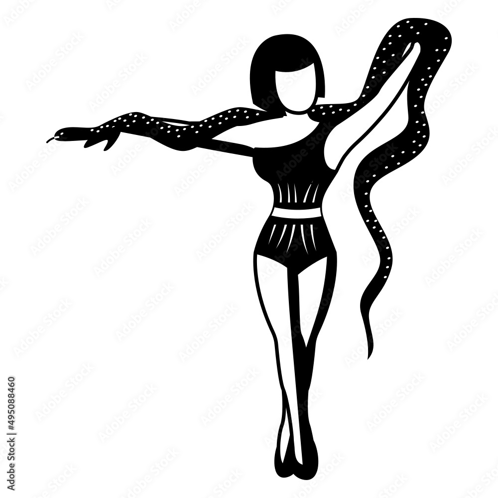 Jungle Girl with Python or Belly Dancer Vector Icon Design, Circus ...