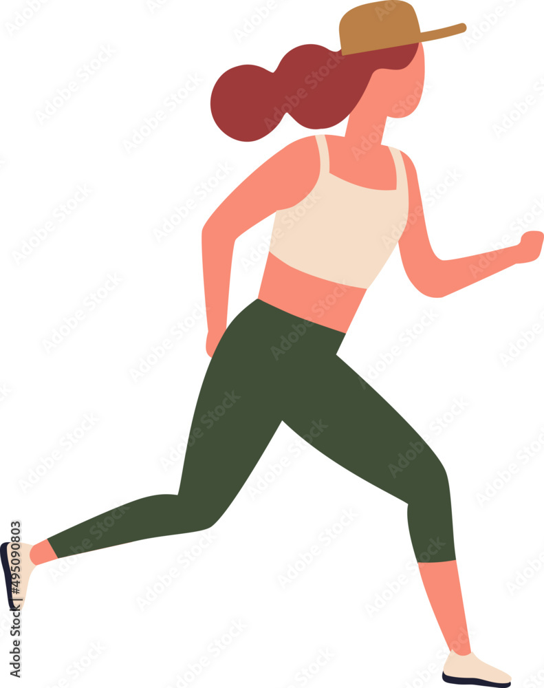 Female Runner Cartoon Illustration Stock Vector | Adobe Stock