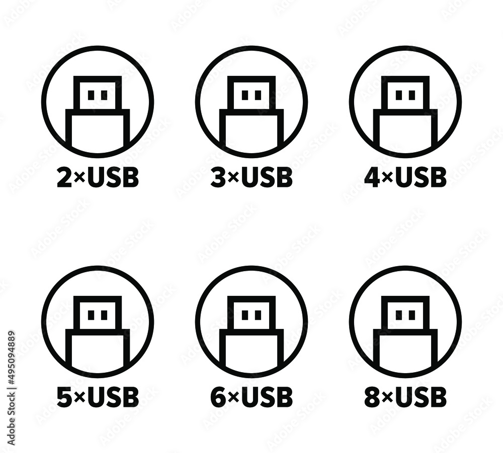 USB ports numbers vector information sign Stock Vector | Adobe Stock