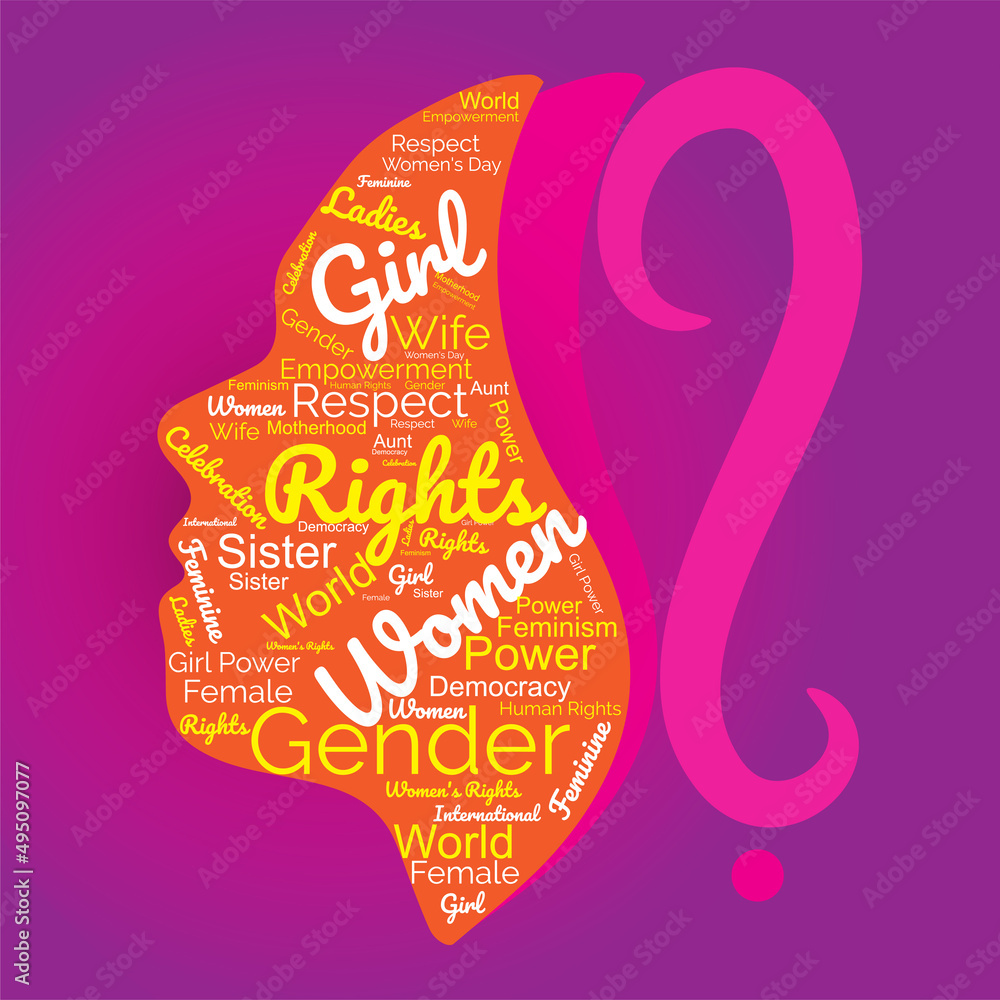 Women's day theme word cloud, related to female or women text art with ...