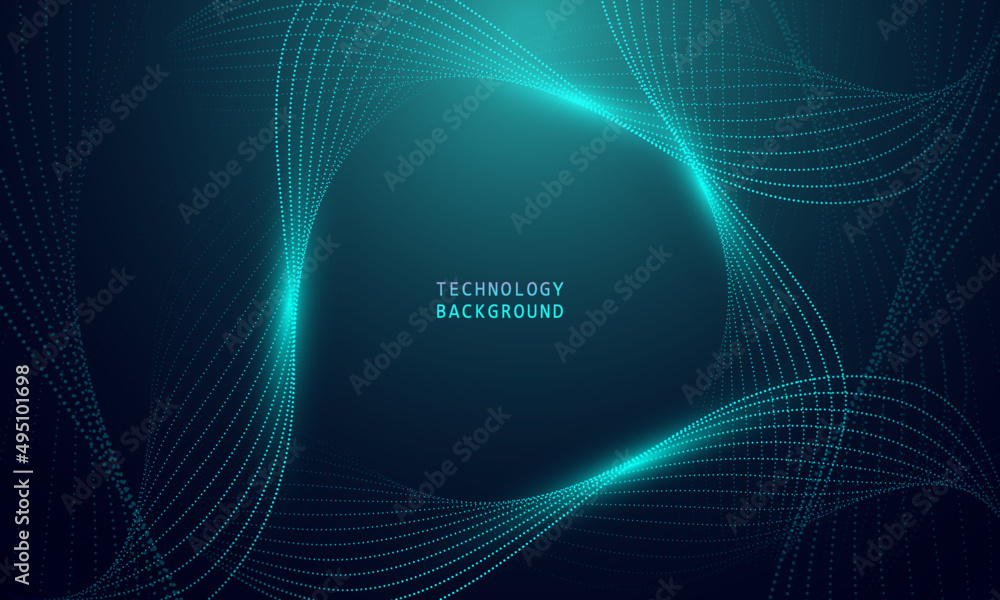 abstract wave technology background with blue light smooth and flow ...
