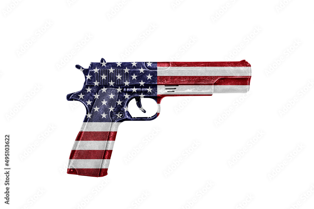 American pistol gun isolated on white background with clipping path ...