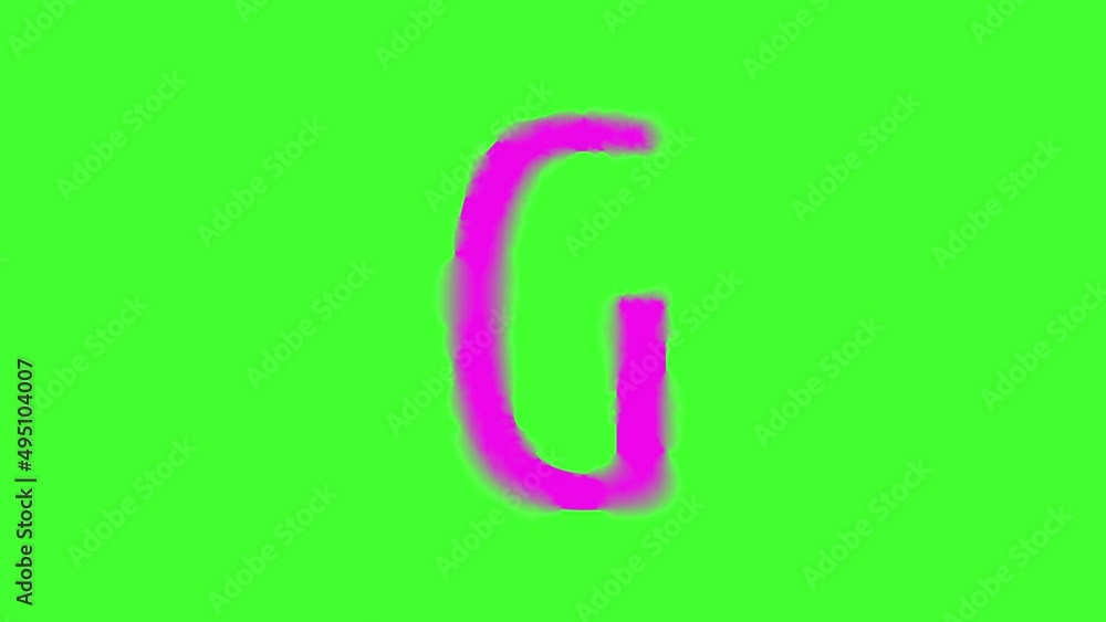 Watercolor Ink Bleed Text Effect Pink Color Alphabet G Green Screen ...