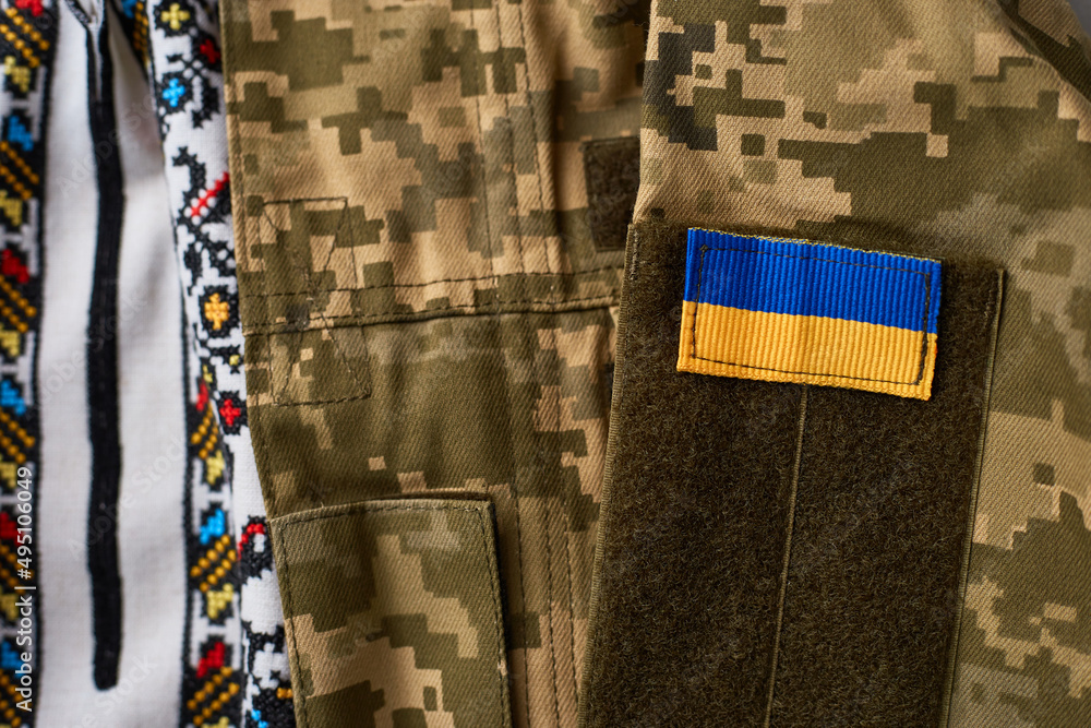 Ukraine traditional clothes and military uniform of ukrainian soldier ...