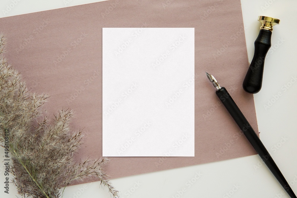 Blank white paper sheet mockup for calligraphy, lettering design ...