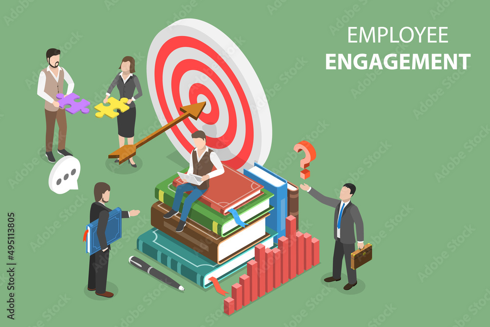 3D Isometric Flat Vector Conceptual Illustration of Employee Engagement ...