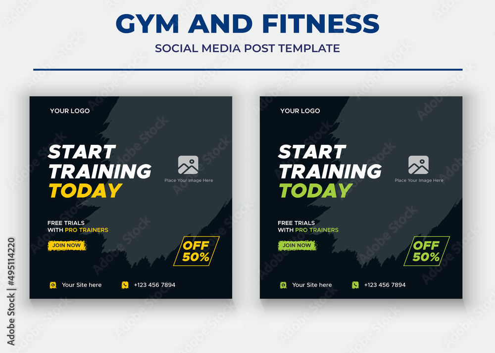 Start training today social media post, gym and fitness social media ...