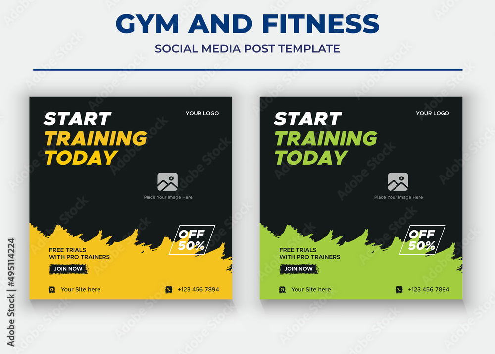 Start training today social media post, gym and fitness social media ...