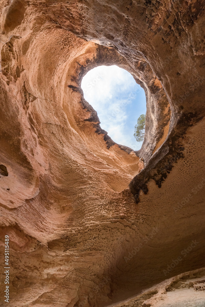 A cave where the ancestors lived. Cave in the Grand Canyon. An ancient ...