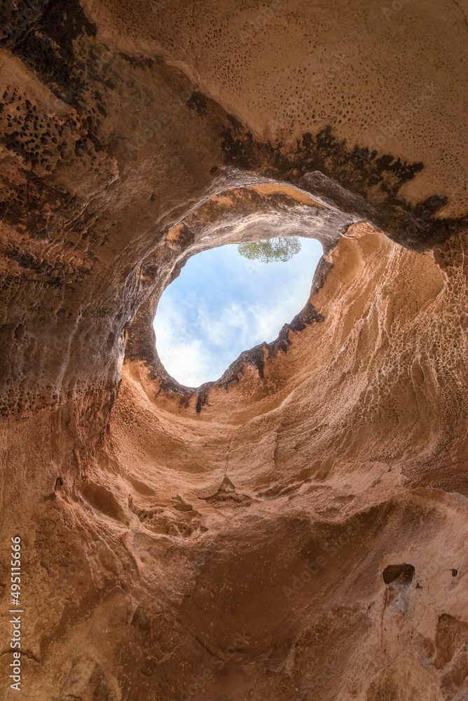 A cave where the ancestors lived. Cave in the Grand Canyon. An ancient ...