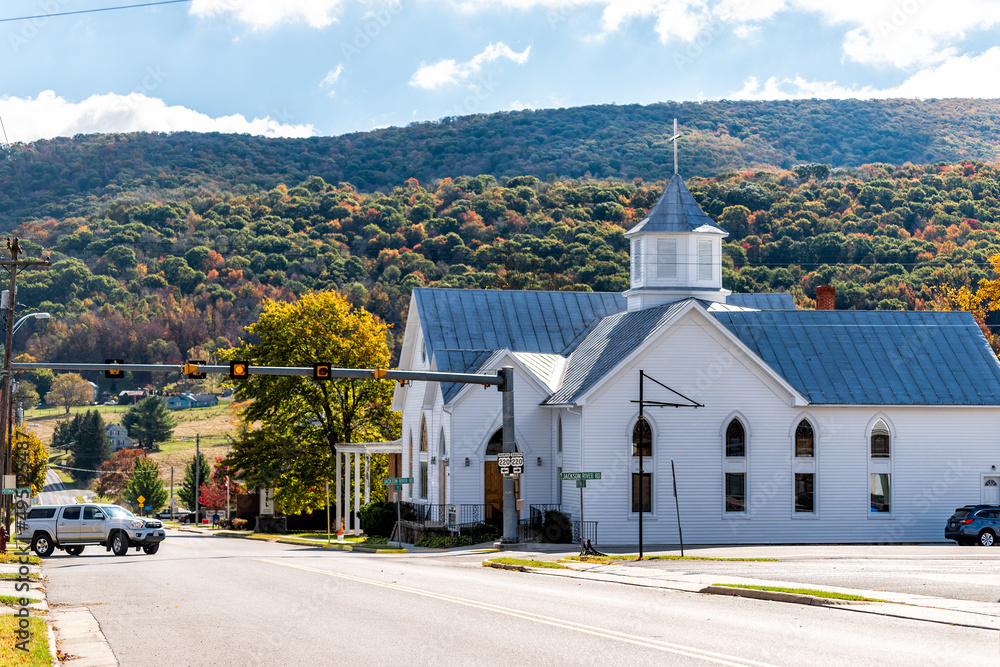Monterey, USA - October 18, 2019: View of main street road and autumn ...