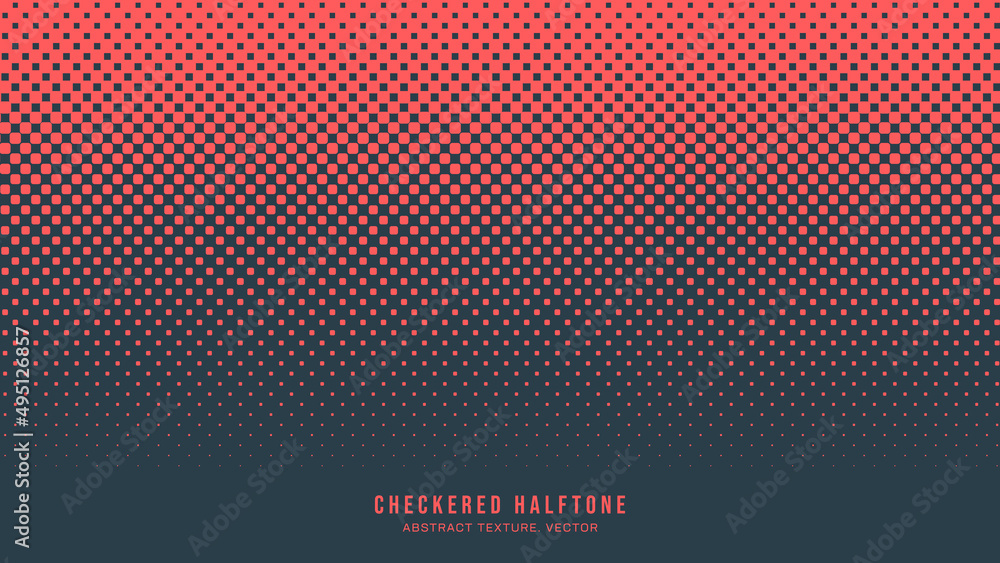Checkered Halftone Pattern Vector Rounded Square Dots Border Red Blue ...