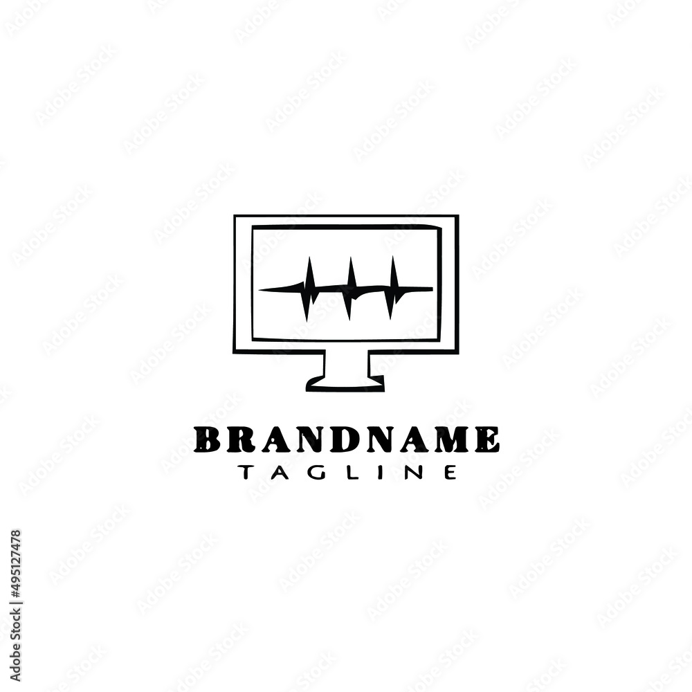 heart rate monitor logo cartoon design icon black isolated vector ...