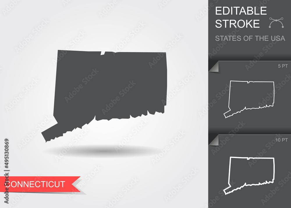 Stylized map of the U.S. state of Connecticut vector illustration Stock ...