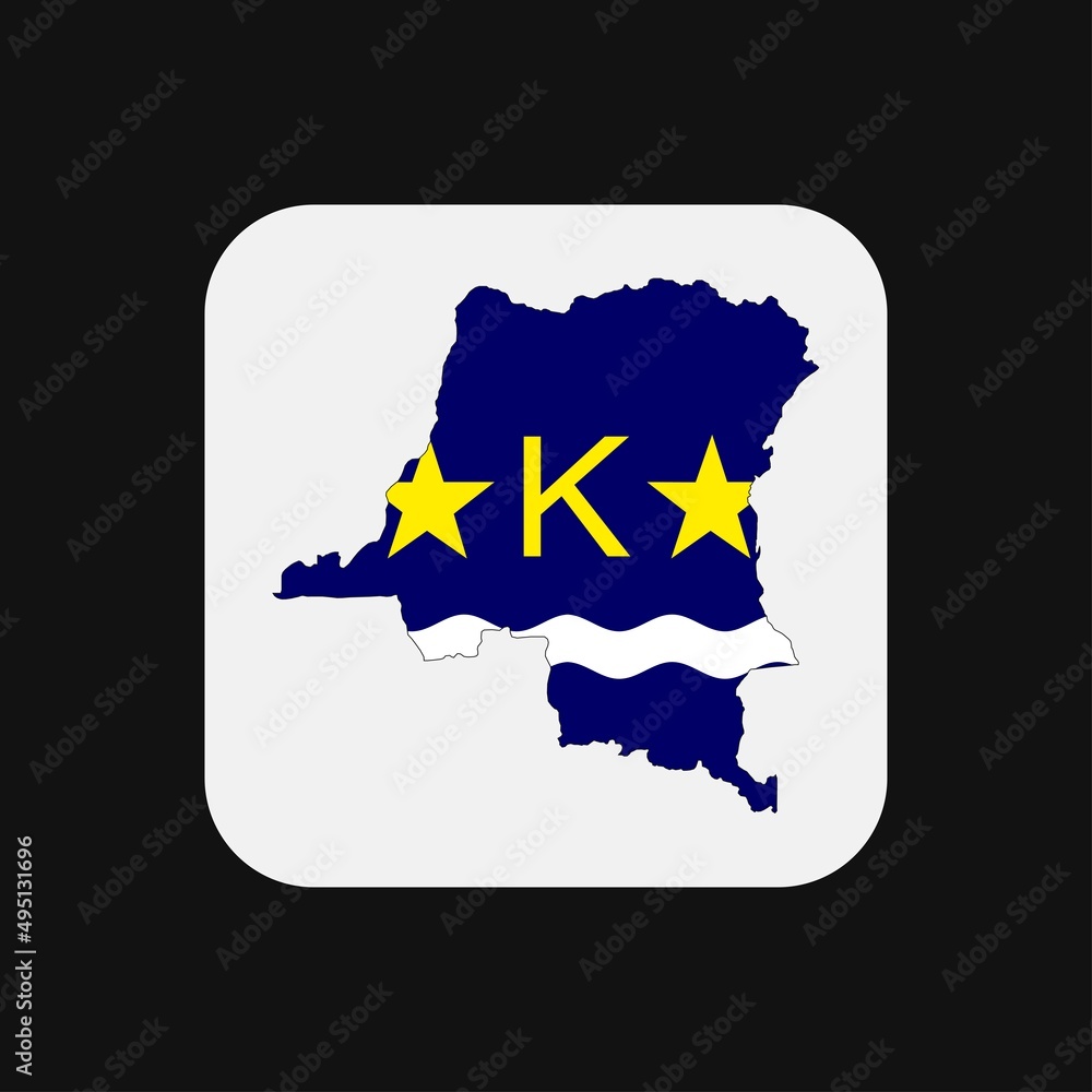 Kinshasa map silhouette with flag on white background Stock Vector ...