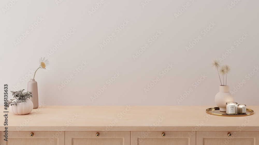 Minimal cozy counter mockup design for product presentation background ...
