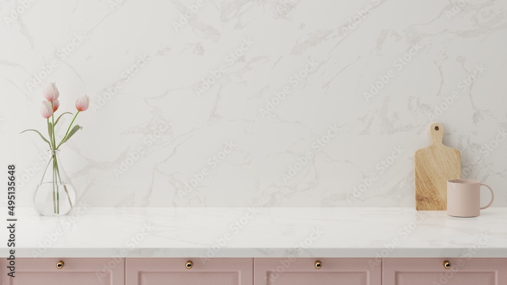 Minimal cozy counter mockup design for product presentation background ...