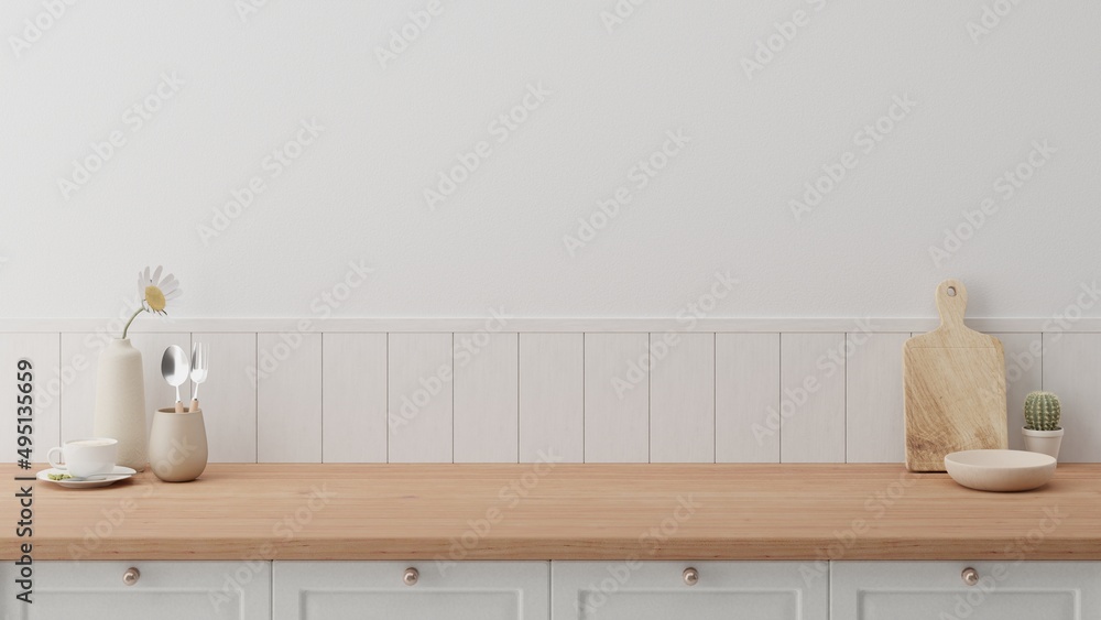 Minimal cozy counter mockup design for product presentation background ...