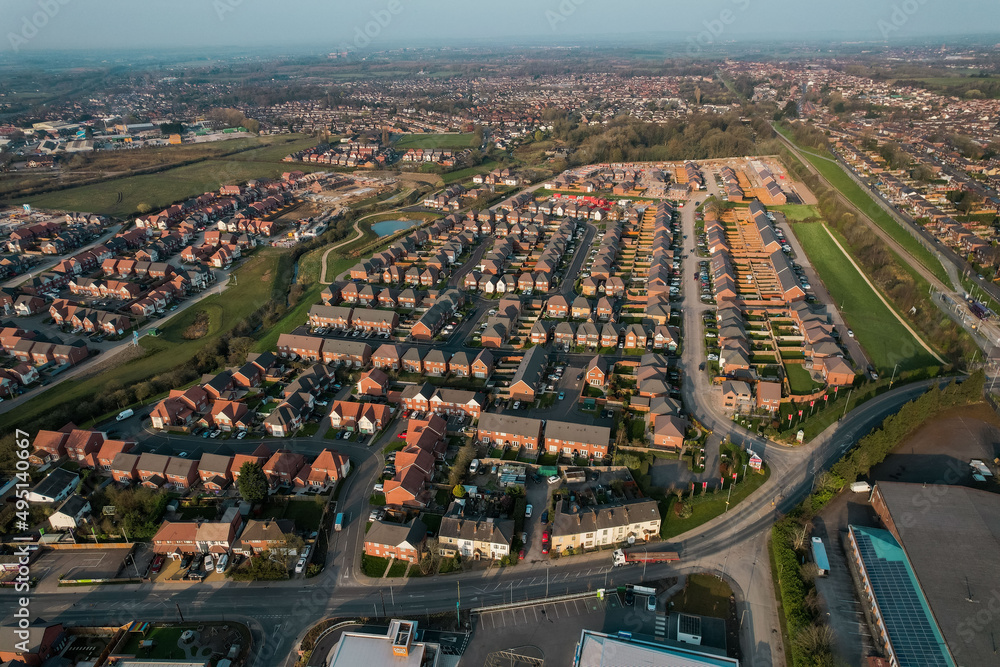 Aerial View Houses Residential British England Drone Above View Summer ...