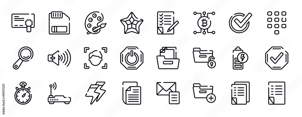 User Interface Thin Line Icons Set User Interface Outline Icons Collection Digital Certificate