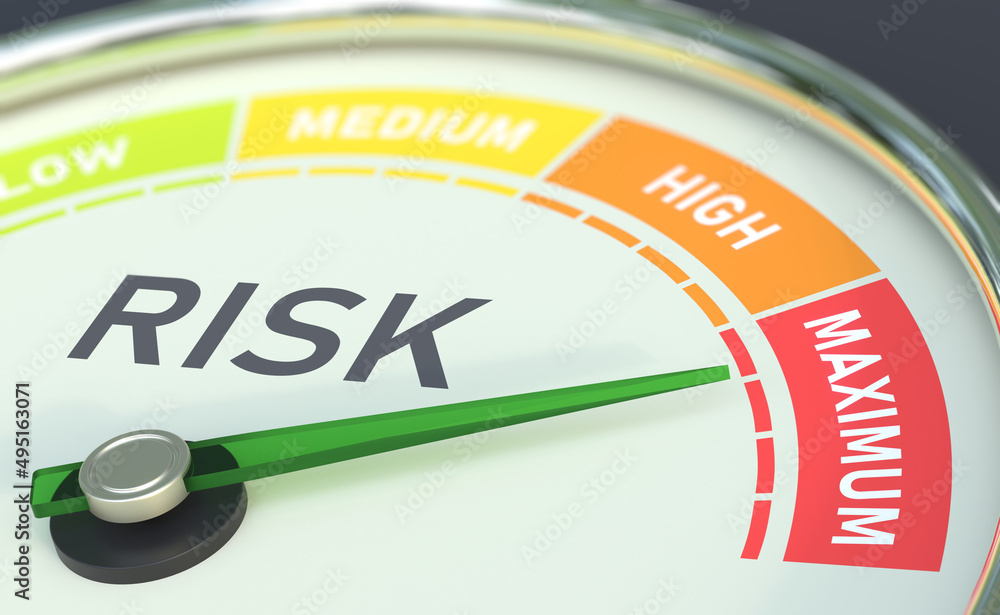 Risk score gauge concept - maximum risk Stock Illustration | Adobe Stock
