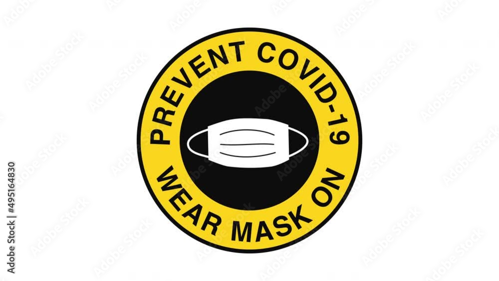 Vidéo Stock Yellow Wear Mask On Signage Prevent Covid-19 Sign Animation ...