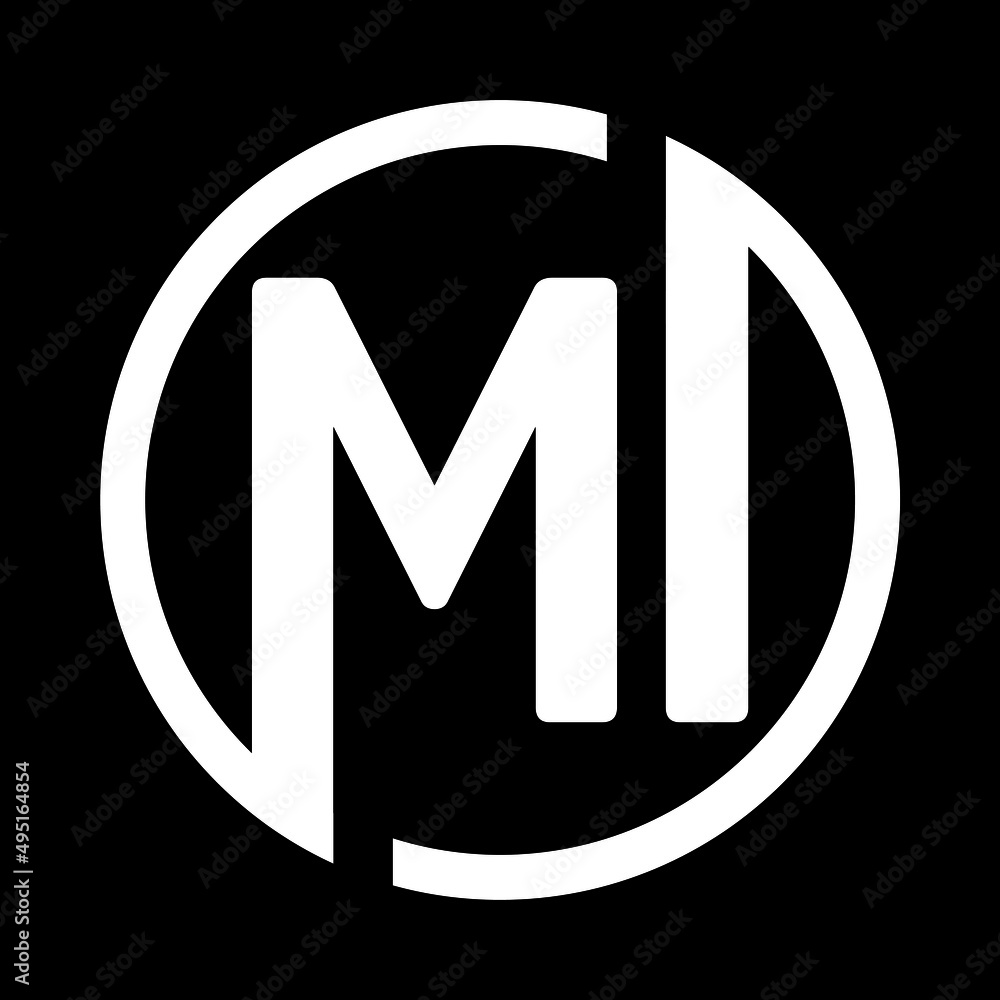 MI letter logo design on Black background. Initial Monogram Letter MI ...